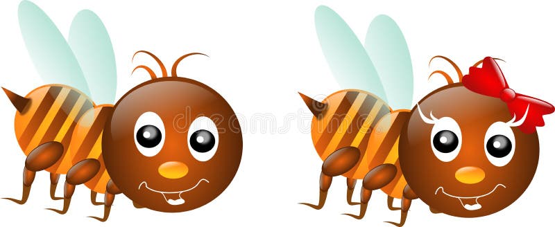 Two bees stock illustration. Illustration of smile, cute - 37701915