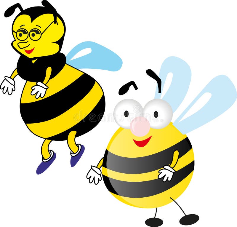 Two bees stock vector. Illustration of wings, large, glasses - 57993508