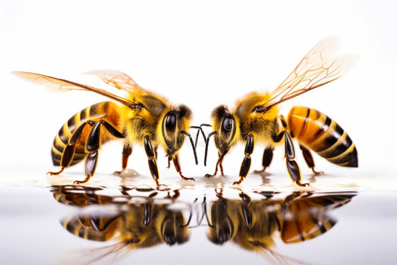 Two Bees are Facing Each Other with Their Heads Touching Each Other ...