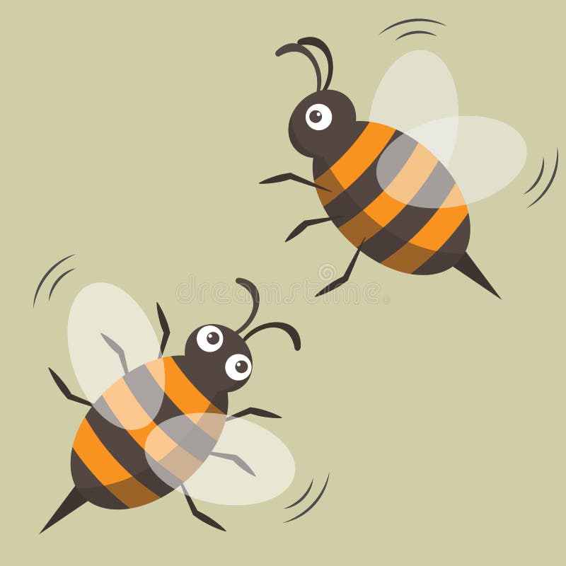 Two Bees Isolated. Vector Picture. Cartoon Style Stock Vector ...