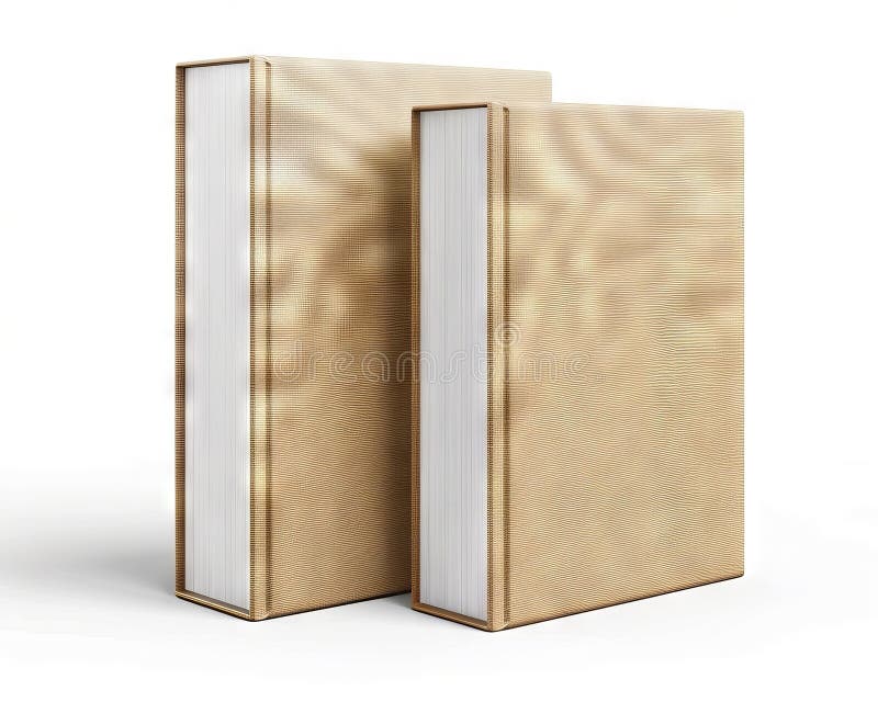 Two Beige Books with White Covers on a White Background Stock Photo ...