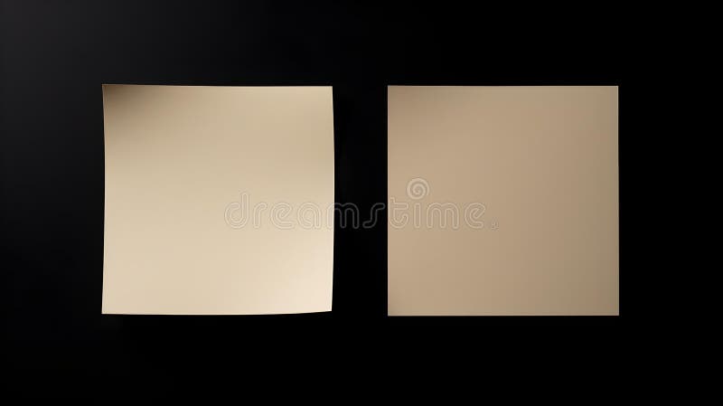 Two Beige Square Paper Notes on a Black Background. Brainstorming ...
