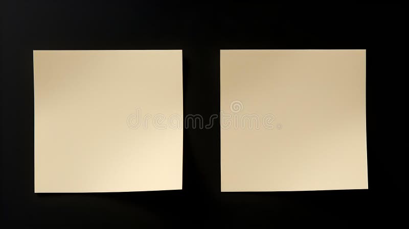 Two Beige Square Paper Notes on a Black Background. Brainstorming ...