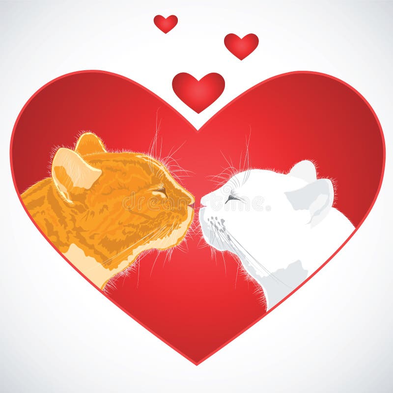 Two Beloved Cats On The Heart Shape Background. Stock Vector ...