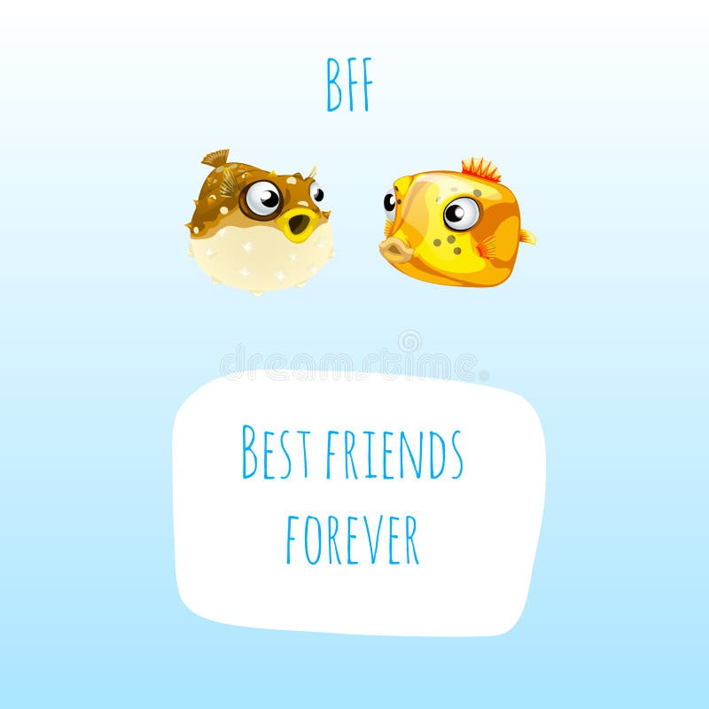Two Best Friends Fish with Frame for Text Stock Vector - Illustration ...