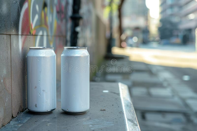 Two Beverage Cans on Rooftop at Sunset. AI Image Stock Image - Image of ...