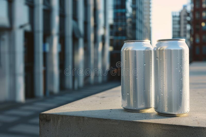 Two Beverage Cans on Rooftop at Sunset. AI Image Stock Photo - Image of ...