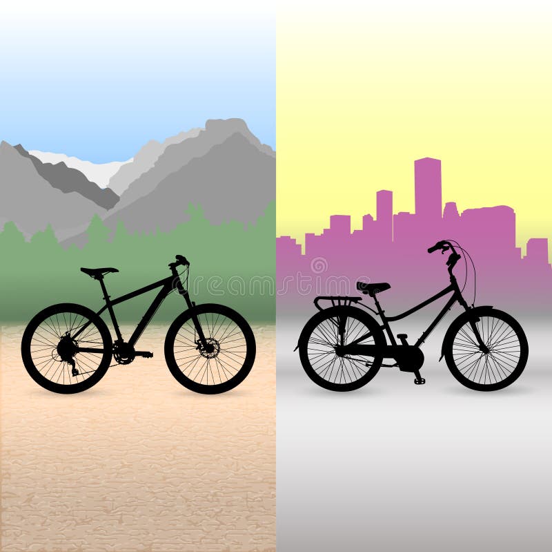 Two bicycle stock vector. Illustration of profile, city - 32483933