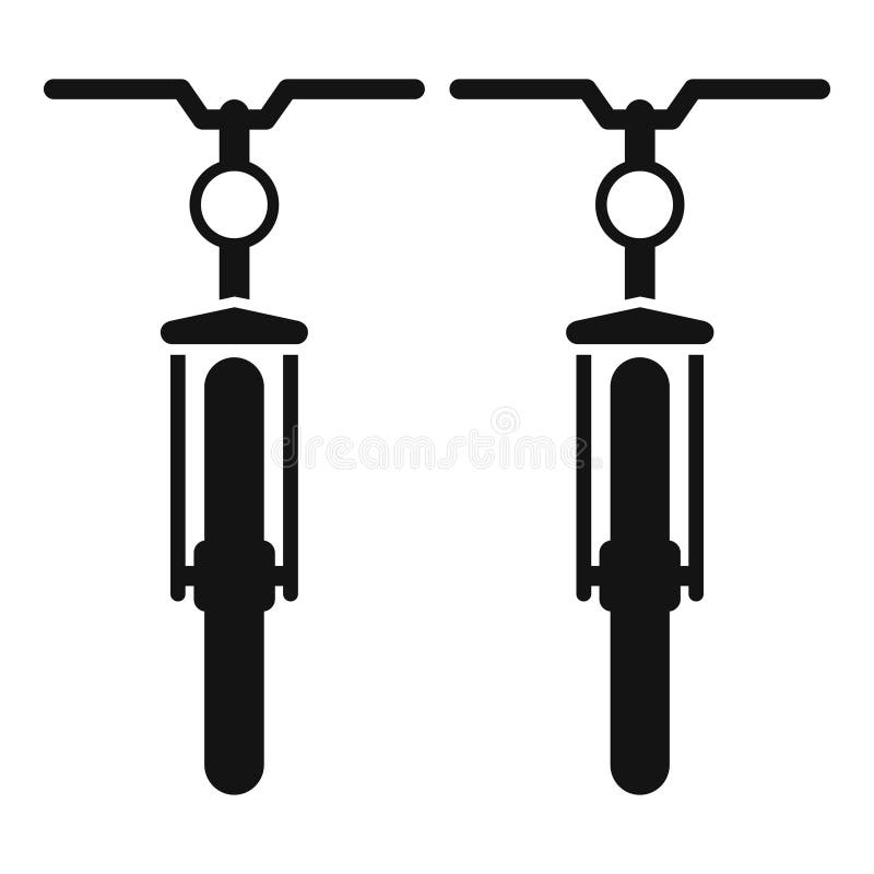 Two Bicycles Front View Showing Forks, Handlebars, and Tires Icon Stock ...