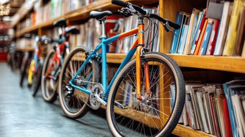 Two Bicycles are Neatly Parked Side by Side in a Quiet Library ...