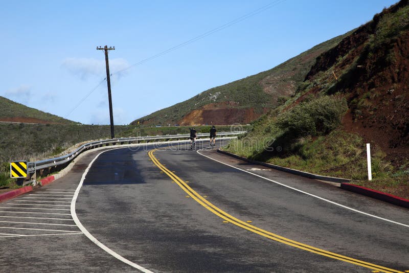Two Bicyclists Going Up Hill Curve Road Editorial Stock Photo - Image ...
