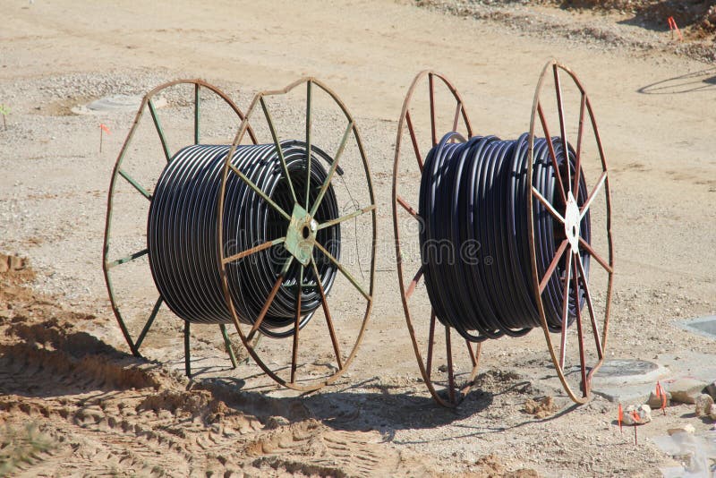 Two big cable reels stock image. Image of site, road - 23292323