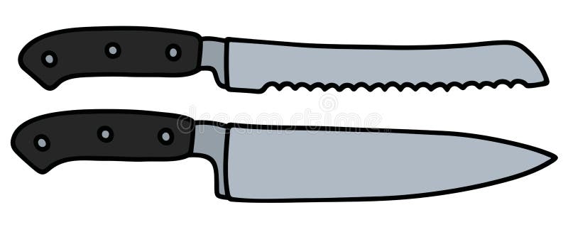 Two big kitchen knives stock vector. Illustration of hand - 72223876