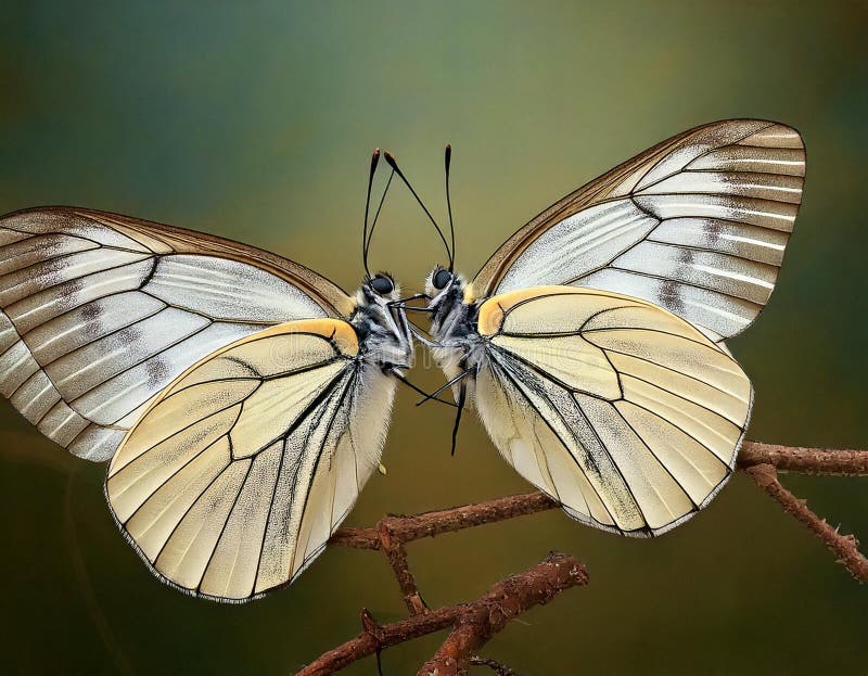Two big white butterflies stock illustration. Illustration of delicate ...