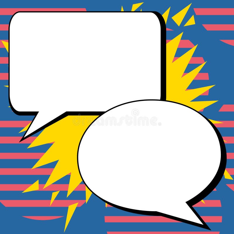 Two Big White Empty Speech Bubbles for Text. Square and Oval Dialog ...