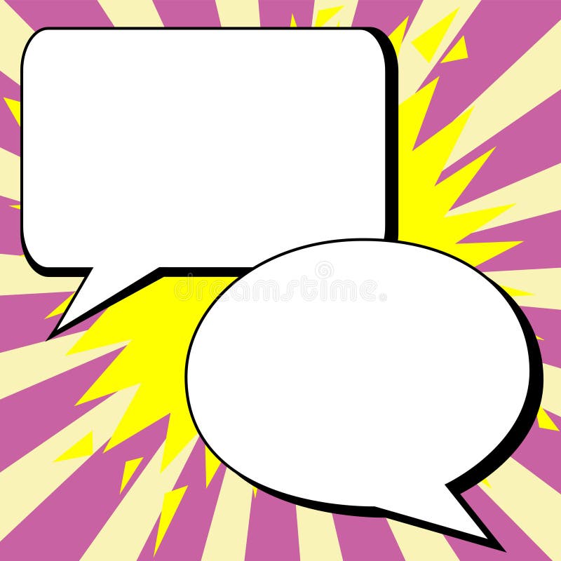 Two Big White Empty Speech Bubbles for Text. Square and Oval Dialog ...