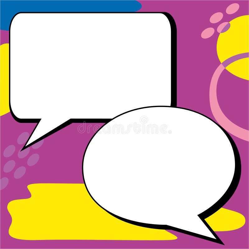 Two Big White Empty Speech Bubbles for Text. Square and Oval Dialog ...