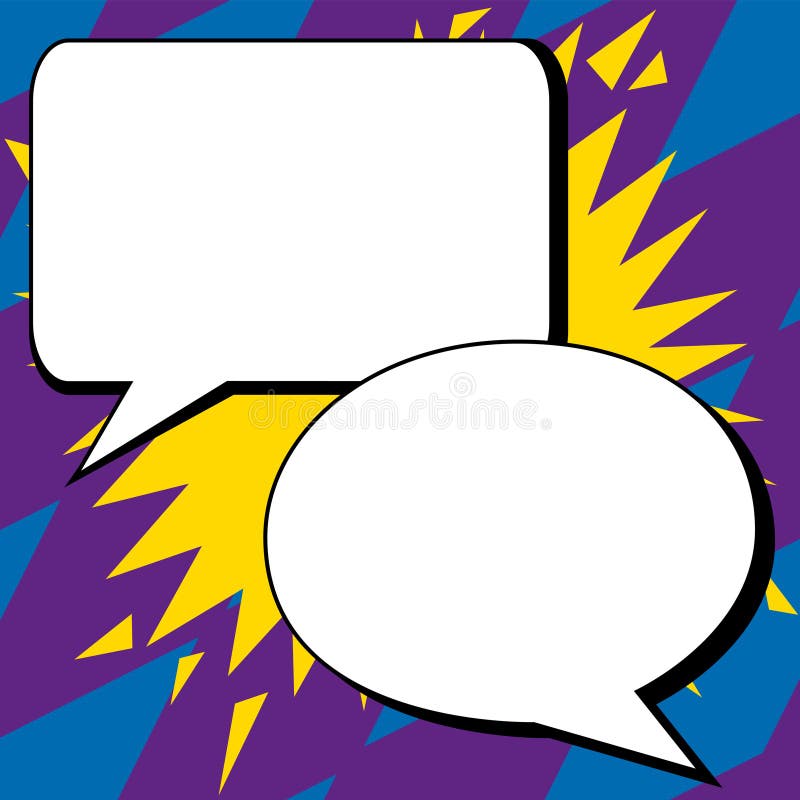 Two Big White Empty Speech Bubbles for Text. Square and Oval Dialog ...