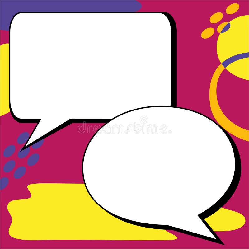 Two Big White Empty Speech Bubbles for Text. Square and Oval Dialog ...