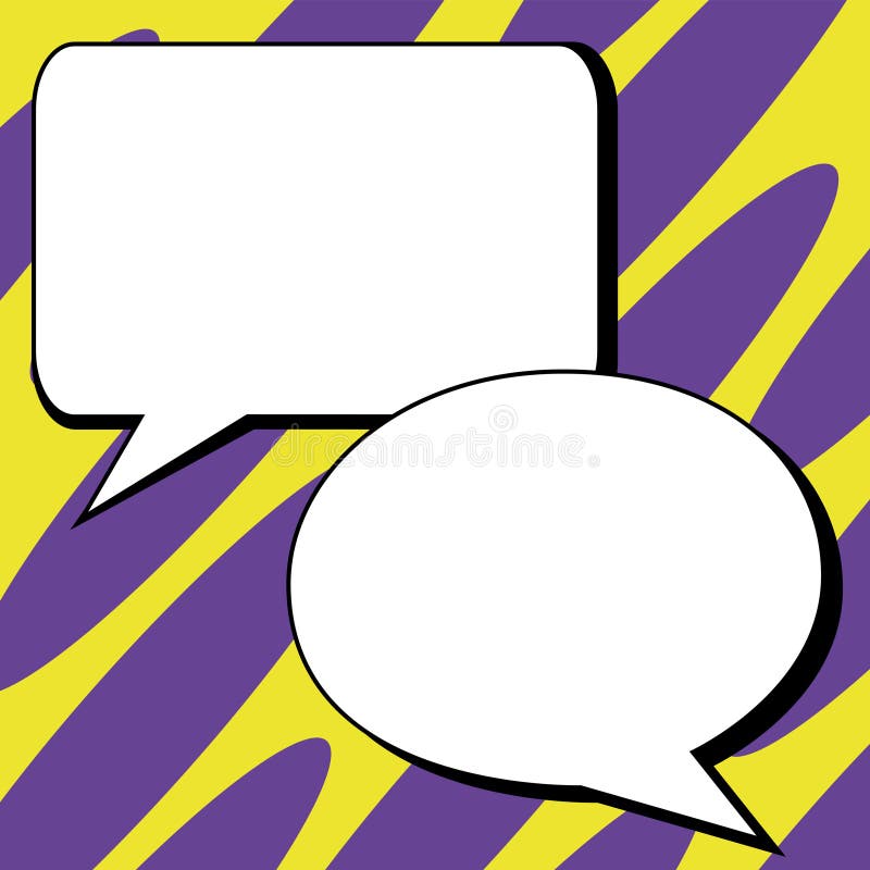 Two Big White Empty Speech Bubbles for Text. Square and Oval Dialog ...