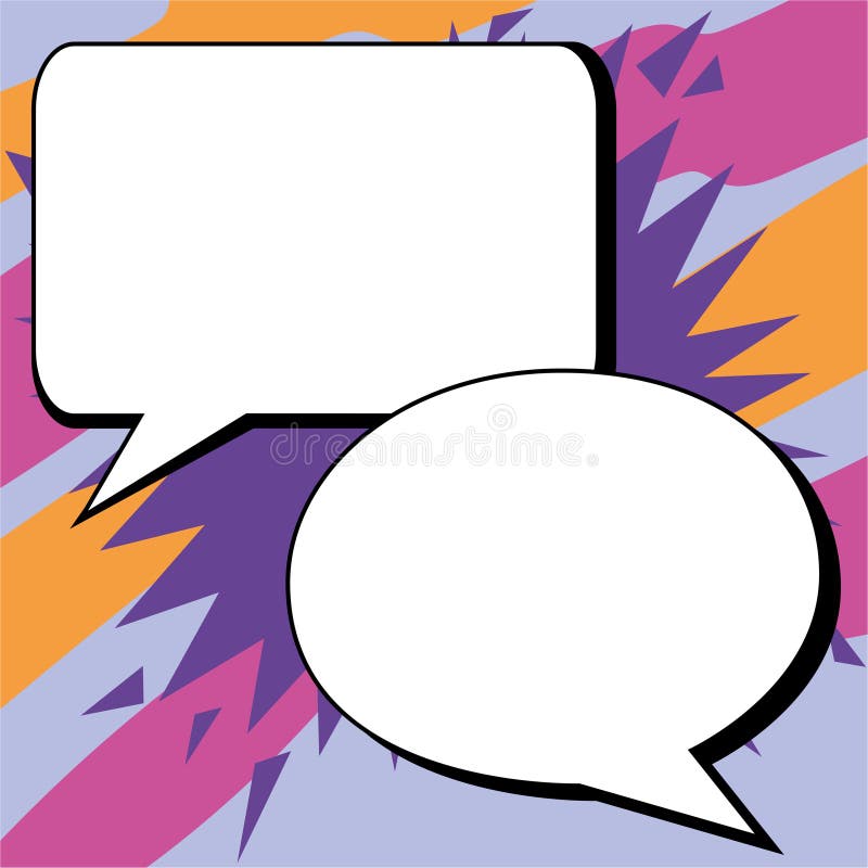 Two Big White Empty Speech Bubbles for Text. Square and Oval Dialog ...
