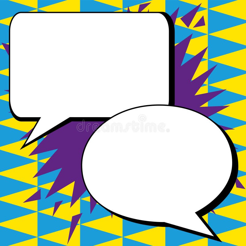 Two Big White Empty Speech Bubbles for Text. Square and Oval Dialog ...