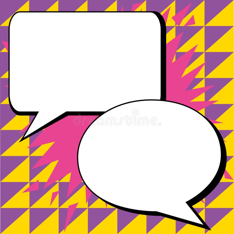 Two Big White Empty Speech Bubbles for Text. Square and Oval Dialog ...