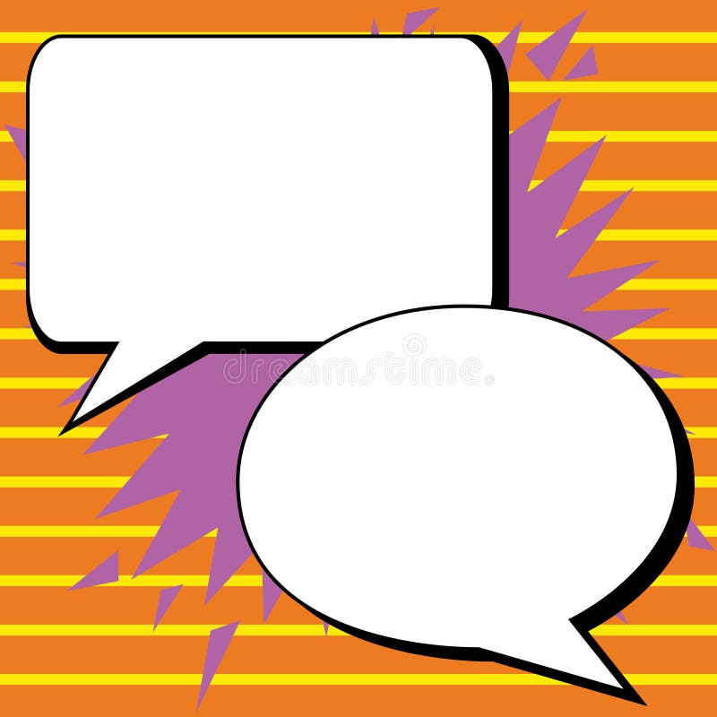 Two Big White Empty Speech Bubbles for Text. Square and Oval Dialog ...