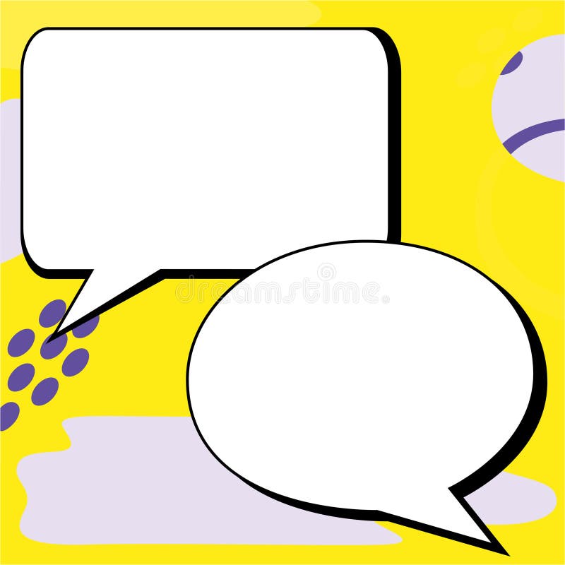 Two Big White Empty Speech Bubbles for Text. Square and Oval Dialog ...