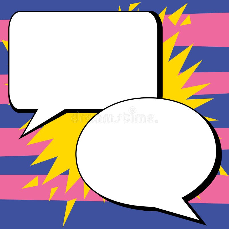 Two Big White Empty Speech Bubbles for Text. Square and Oval Dialog ...