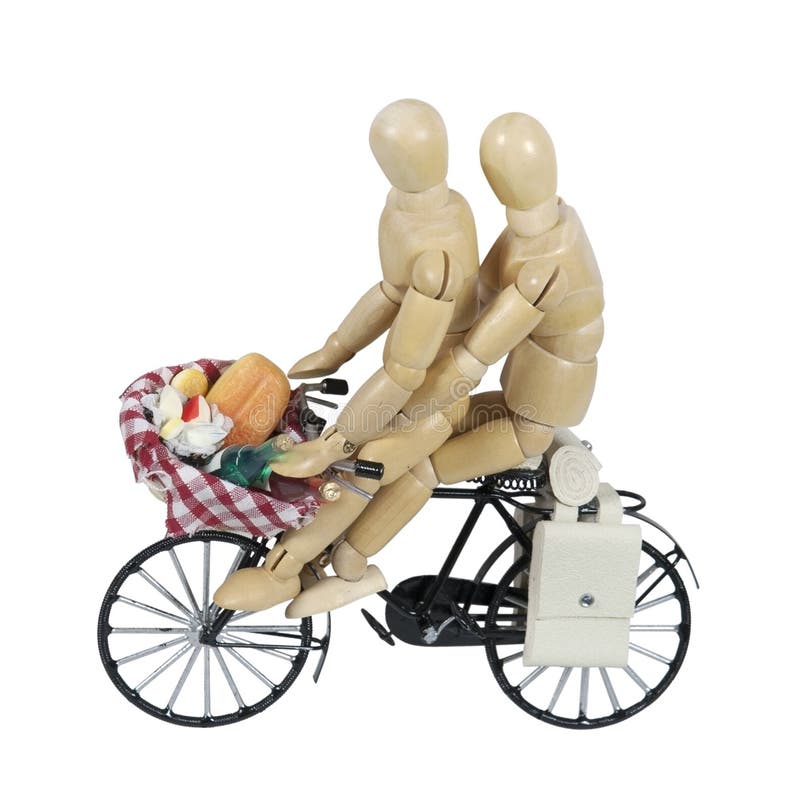 Two on a Bike with a Picnic in a Basket Stock Photo - Image of dinner ...