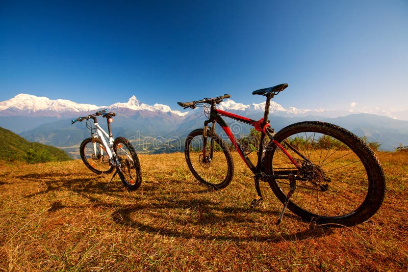 Two bikes stock photo. Image of bush, snow, extreme, adventure - 44148350