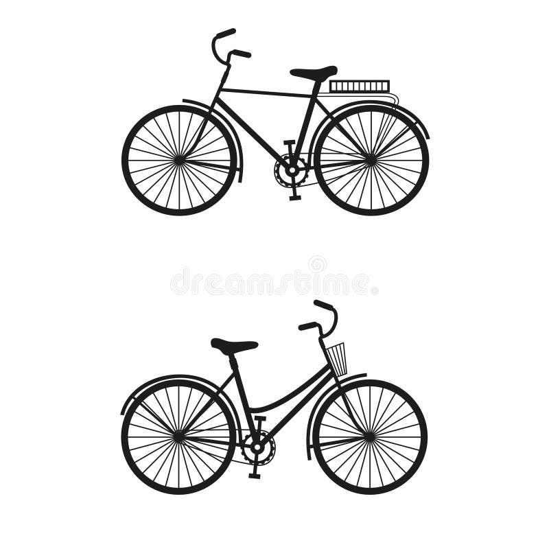 Two Bikes - Vector Illustration Isolated on White Background Stock ...