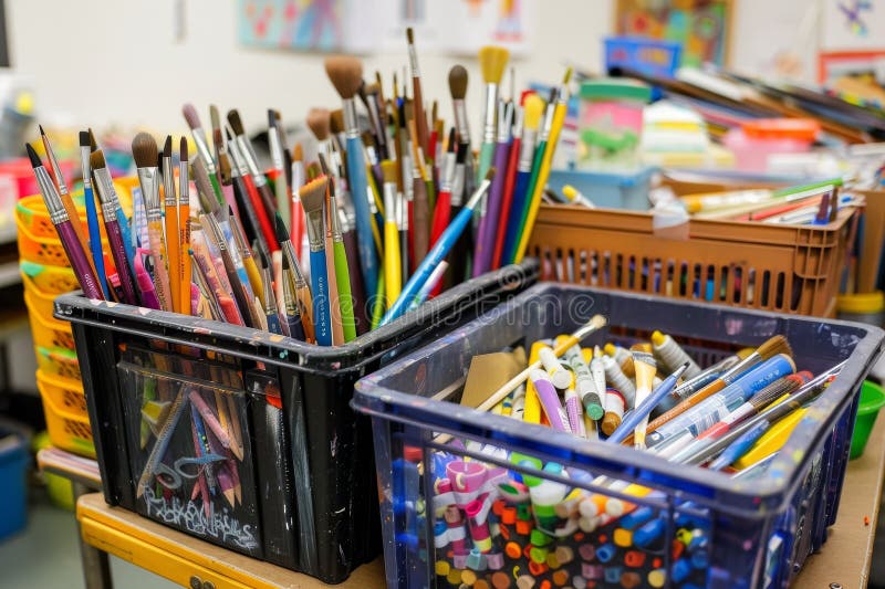 Two Bins Packed with Assorted Art Supplies, Ready for Creative Projects ...