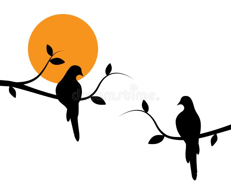 Birds on Branch Silhouette Vector, Wall Decals, Wall Artwork, Birds on ...