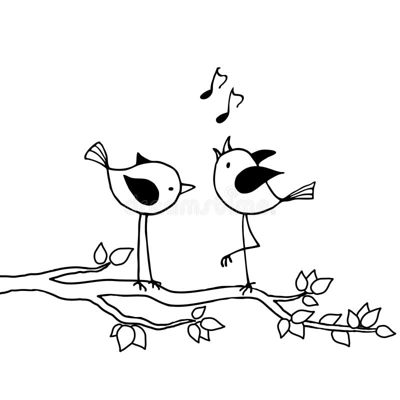 Two Birds Clipart Black And White