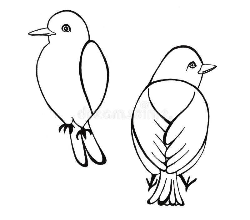 Two Birds Clipart Black And White
