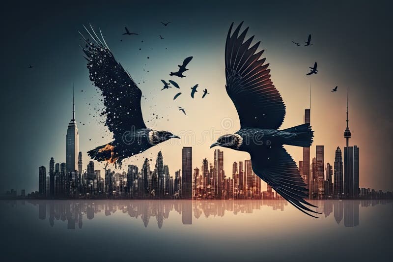 Bird Over City Stock Illustrations – 230 Bird Over City Stock ...
