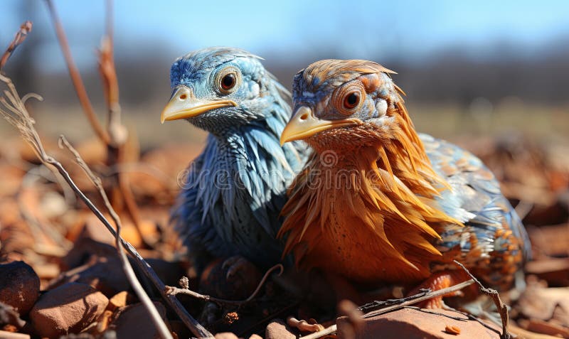 Two Birds Standing in Dirt stock photo. Image of feathers - 311977684