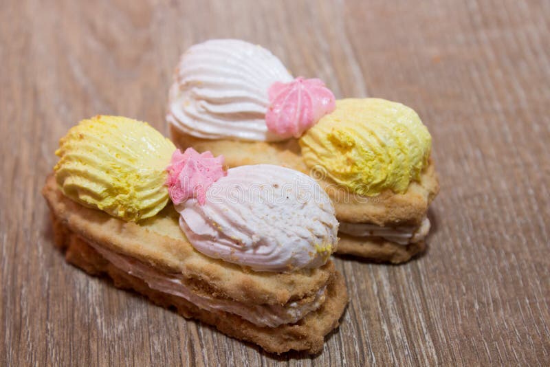 Two biscuits with cream stock photo. Image of color, gourmet - 87790896