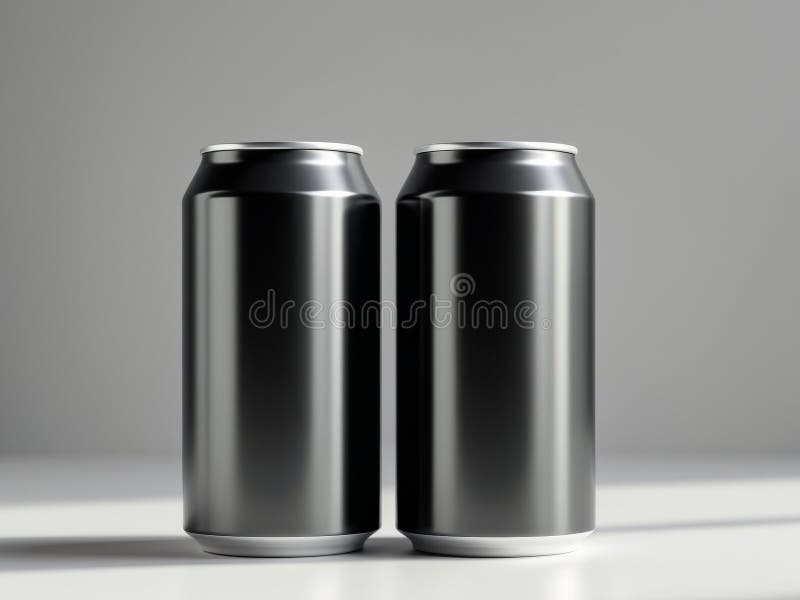 Two Black Aluminum Beverage Cans Displayed Side by Side Stock Image ...