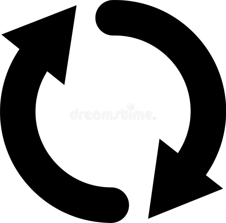 Two Black Arrows Forming a Circular Shape, Pointing Toward Each Other, Representing a Continuous ...