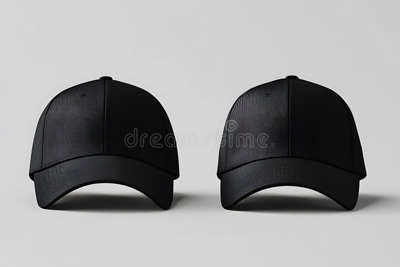 Two Black Baseball Caps, Front View. (1 Stock Illustration ...