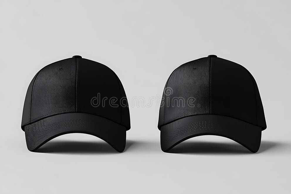 Two Black Baseball Caps, Front View. (1 Stock Illustration ...