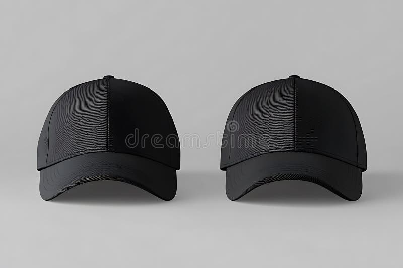 Two Black Baseball Caps, Front View Stock Illustration - Illustration ...