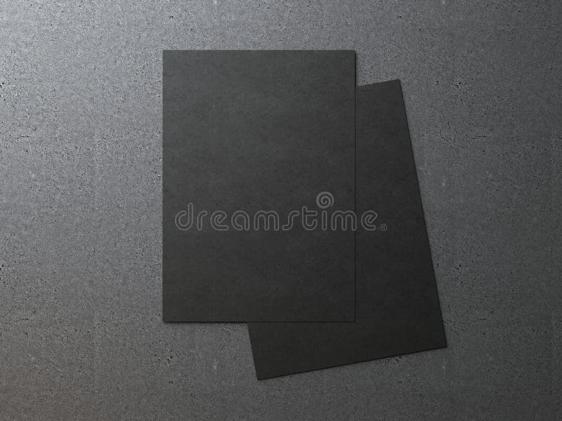 Two Black Blank Paper Sheets. 3d Rendering Stock Illustration ...