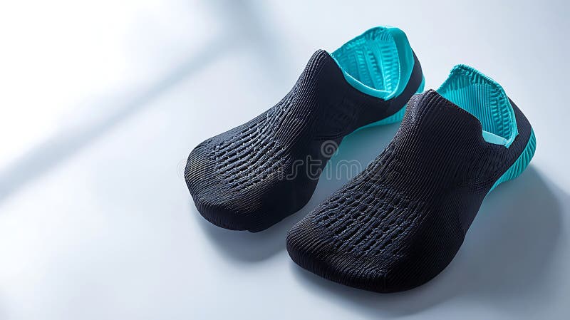 Two Black and Blue Shoes with a Blue Stripe on the Side Stock Photo ...