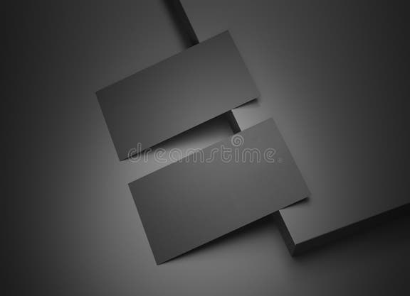 Two Black Business Card Mockup. Textured Calling Card Template on a ...