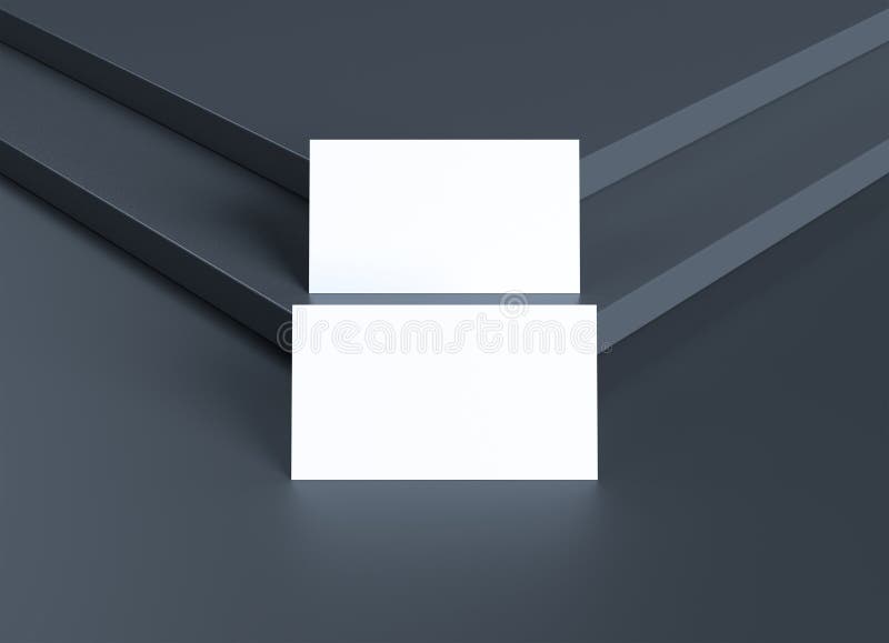 Two Black Business Cards on Blue Display Mockup. Blank Calling Card. 3D ...