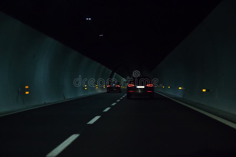 Two Black Car Had a Race in the Tunnel Stock Image - Image of black ...